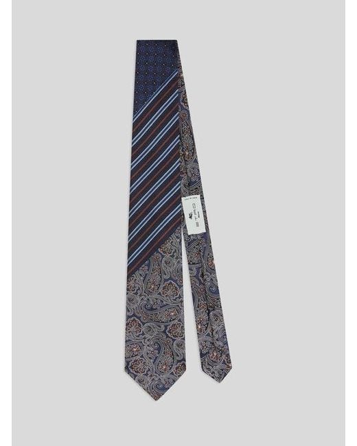 Etro Patchwork Silk Tie in Blue for Men | Lyst UK