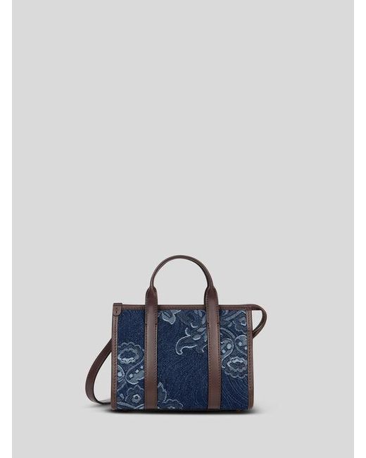 Etro Mini Top-Handle Bag in Blue | Lyst