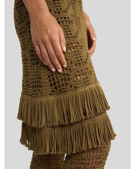 Etro Crochet-Effect Cotton Knee-Length Dress With Fringing in Natural ...