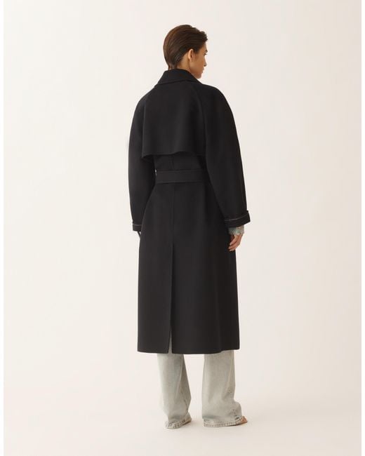 Fabiana Filippi Wool Double Trench Coat in Black | Lyst UK