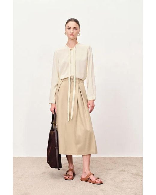 Fabrique Linde Ribbon Tie Flowy Blouse in Natural | Lyst UK