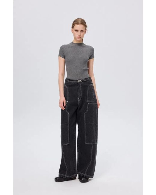Fabrique Sam Wide Barrel Leg Jeans in Black | Lyst