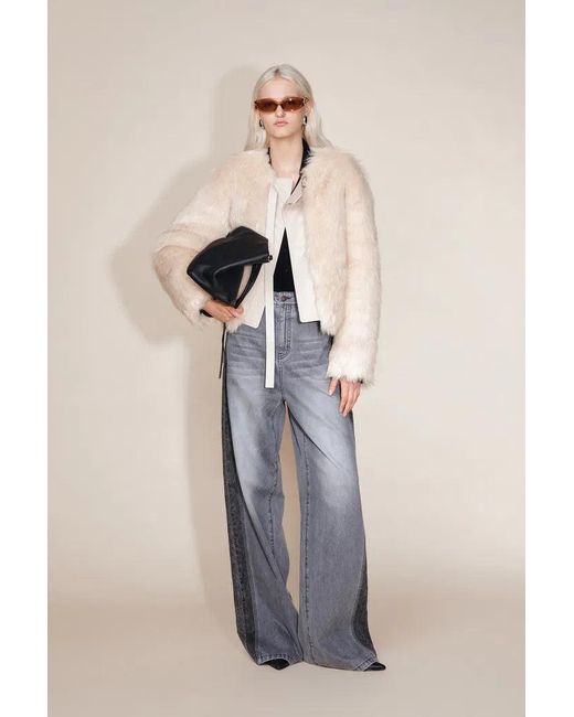 Fabrique Beryl Round Collar Short Coat in Natural | Lyst UK