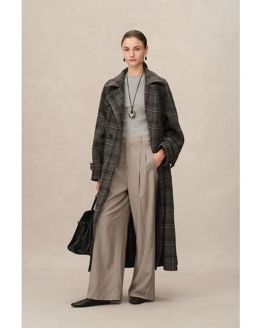 Fabrique Edit Convertible Funnel Neck Coat in Natural | Lyst
