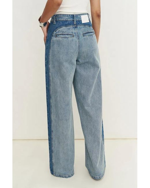 Fabrique Clarisse Two Tone Mixed Fabric Jeans in Blue | Lyst UK