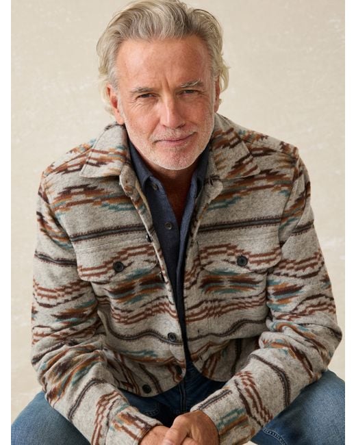 Faherty Thunder Voice Eagle Range High Pile Fleece Lined Cpo in Natural ...