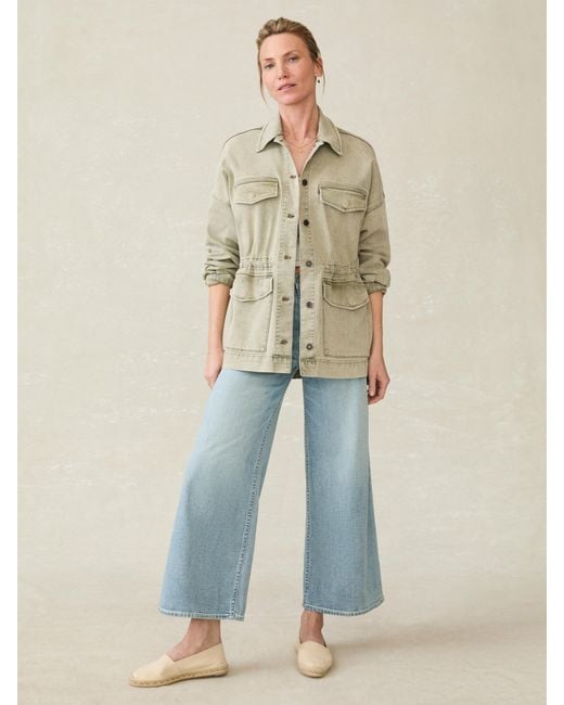 Faherty Sunwashed Denim Utility Jacket in Natural | Lyst