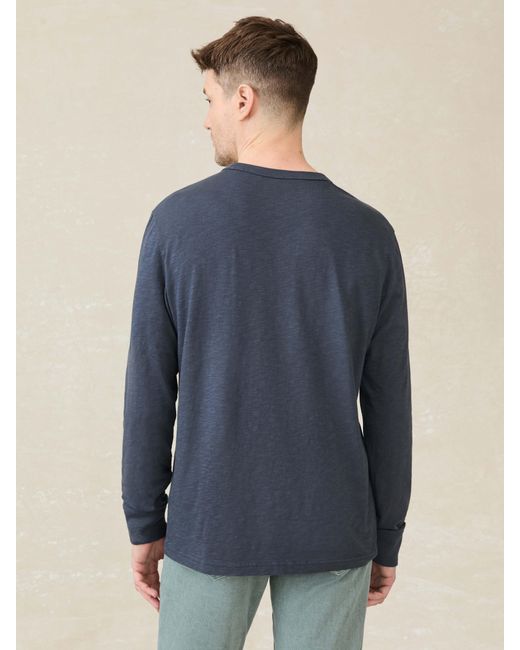 Faherty Long-Sleeve Sunwashed Regenerative Cotton T-Shirt in Blue for ...
