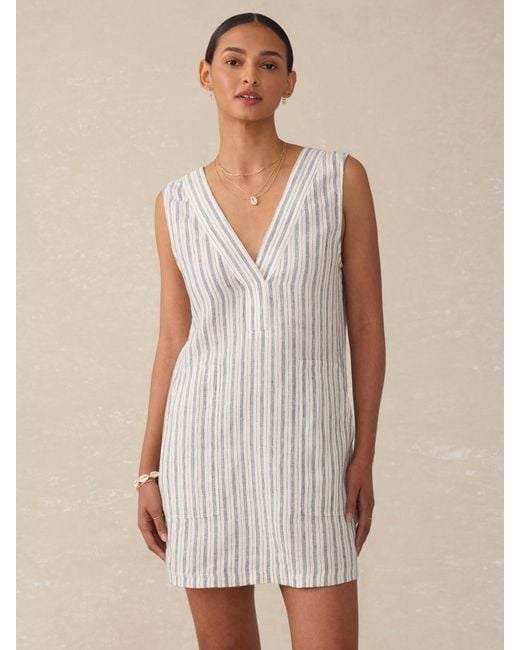 Faherty Azure Linen Dress in White | Lyst