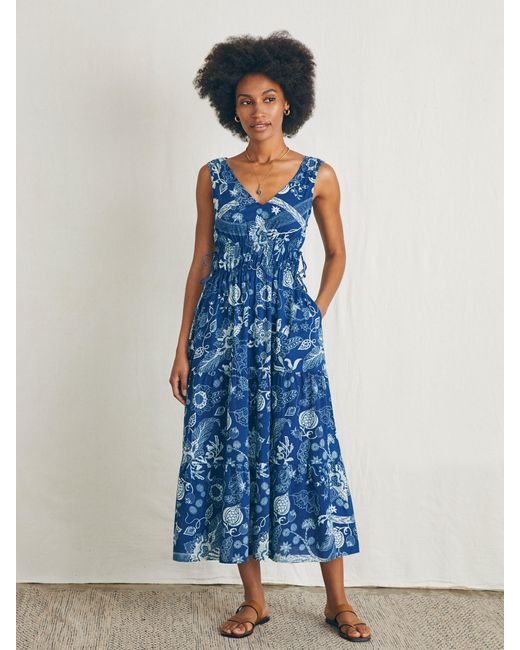 Faherty Sandbar Maxi Dress in Blue | Lyst UK