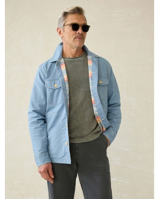 Faherty Doug Good Feather Herringbone Shirt Jacket in Blue for Men | Lyst
