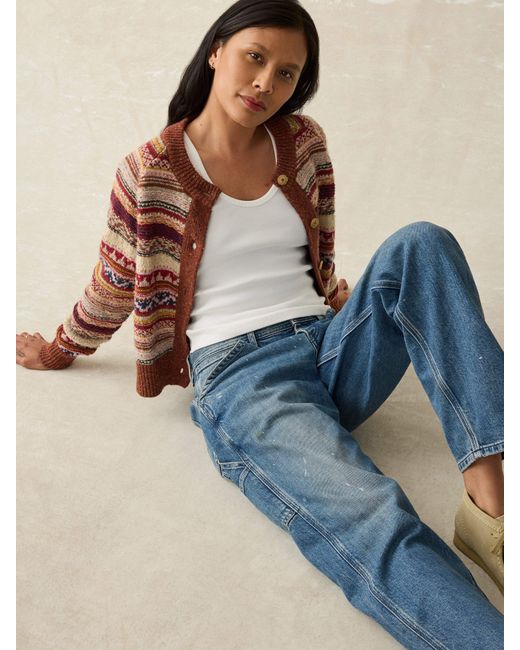 Faherty Marley Fairisle Cardigan in Blue | Lyst