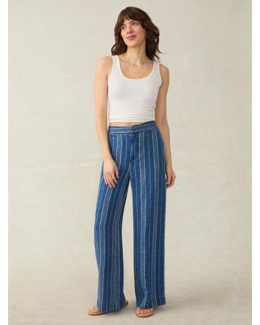 Faherty Sun Strider Linen Pants in Blue | Lyst