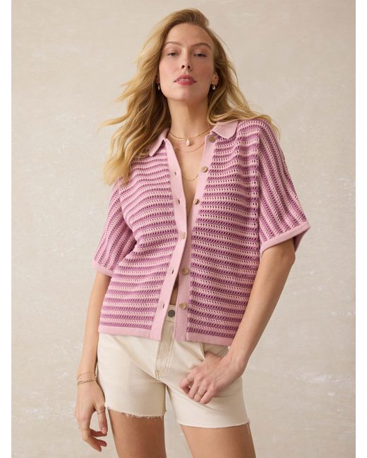 Faherty Seacoast Crochet Cabana Shirt in Pink | Lyst