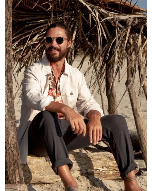 Faherty Movement& Linen Shirt Jacket in Natural for Men | Lyst