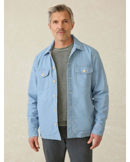 Faherty Doug Good Feather Herringbone Shirt Jacket in Blue for Men | Lyst