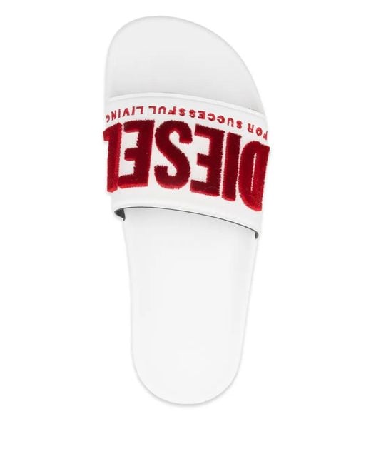 DIESEL Sa-Mayemi Logo Slides in White | Lyst UK