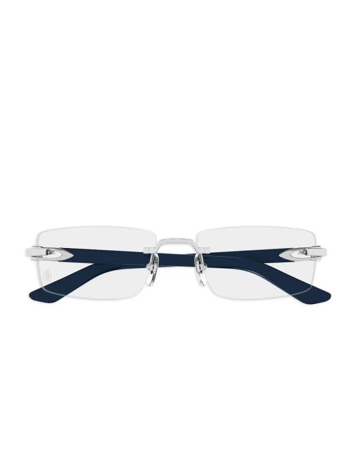 Cartier Rectangle Rimless Glasses in Blue for Men | Lyst