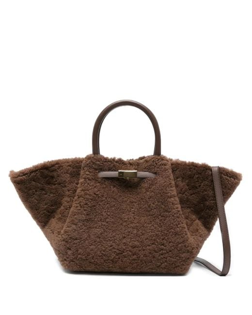 DeMellier London Midi New York Shearling Tote Bag in Brown | Lyst UK