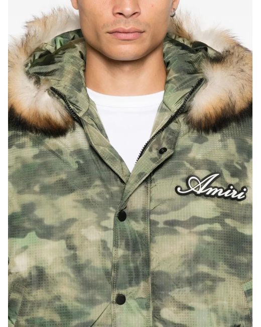 Amiri Faux Fur Hooded Jacket in Green for Men | Lyst UK