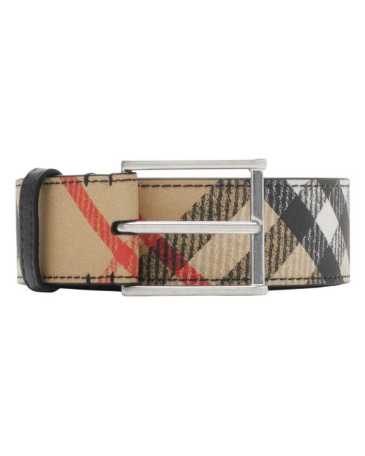 Burberry Check-Pattern Belt in Brown for Men | Lyst