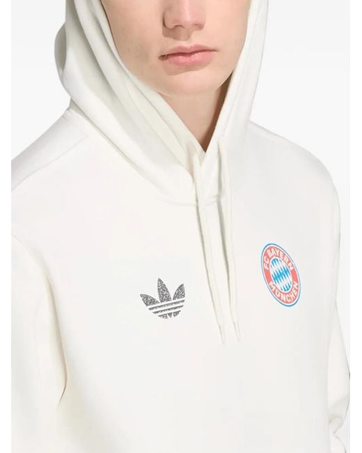 adidas Bayern München Logo-Print Hoodie in White for Men | Lyst UK