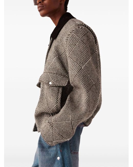 Stella McCartney Corduroy-Collar Tweed Jacket in Brown | Lyst
