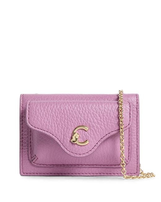 Coccinelle Small C-Me Logo-Plaque Chain-Strap Card Holder in Purple ...
