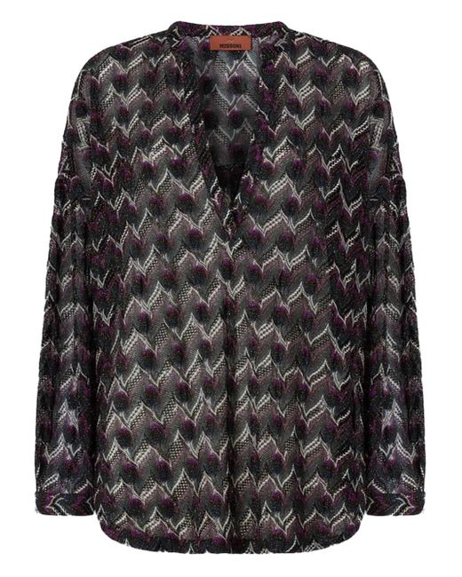 Missoni Zigzag-Woven Blouse in Black | Lyst UK