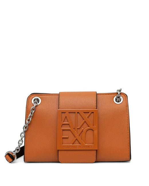 ARMANI EXCHANGE Logo-Plaque Chain-Link Cross Body Bag in Brown | Lyst UK