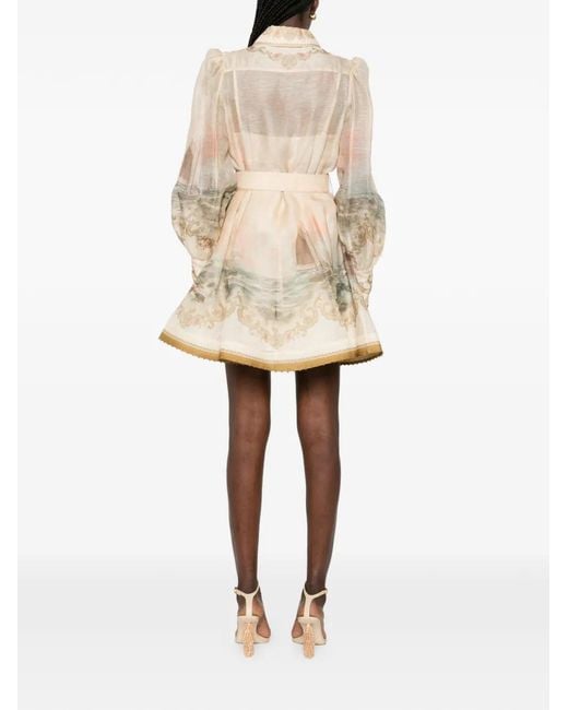 Zimmermann Rebellion Marine Long-Sleeve Dress in White | Lyst UK