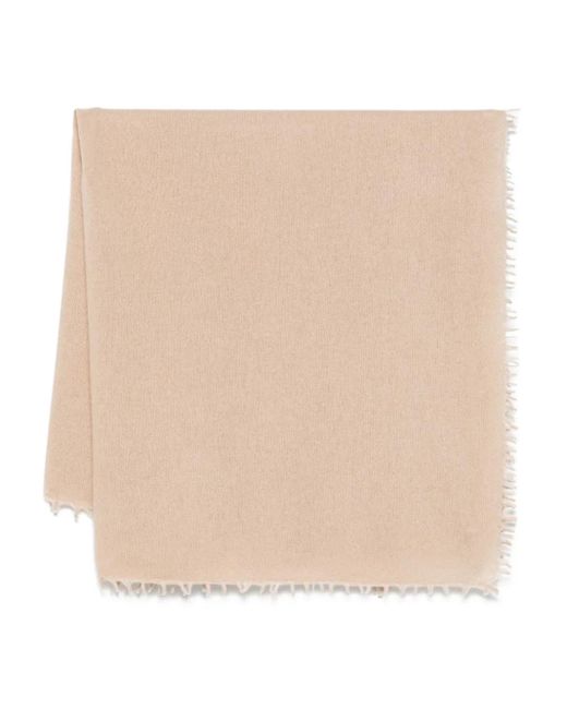 Liska Frayed-Edges Cashmere Scarf in Natural | Lyst UK