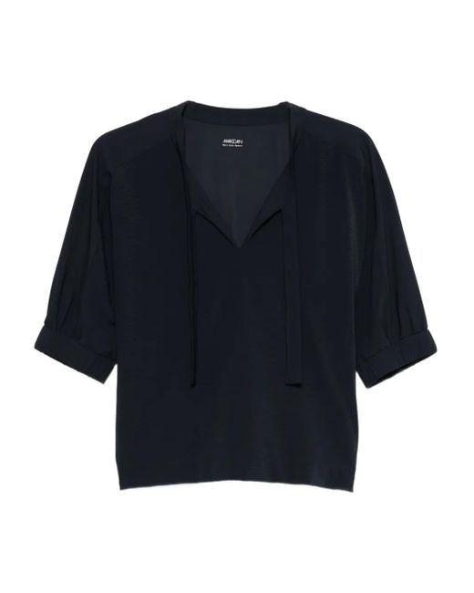 Marc Cain Tie-Neck Blouse in Blue | Lyst UK