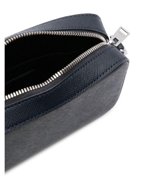 Sandro Small Saffiano Logo-Stamp Messenger Bag in Blue for Men | Lyst