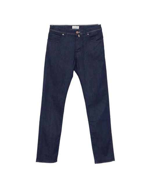 Jacob Cohen Bard Copper-Tone-Stitching Jeans in Blue for Men | Lyst UK