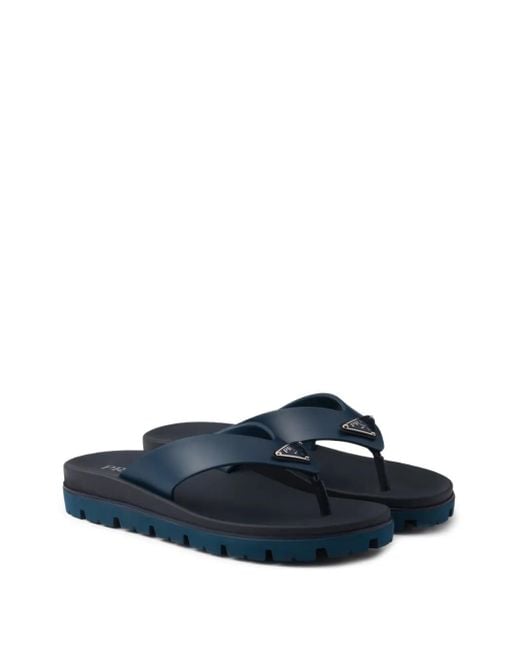 Prada Logo-Embellished Flip Flops in Blue for Men | Lyst
