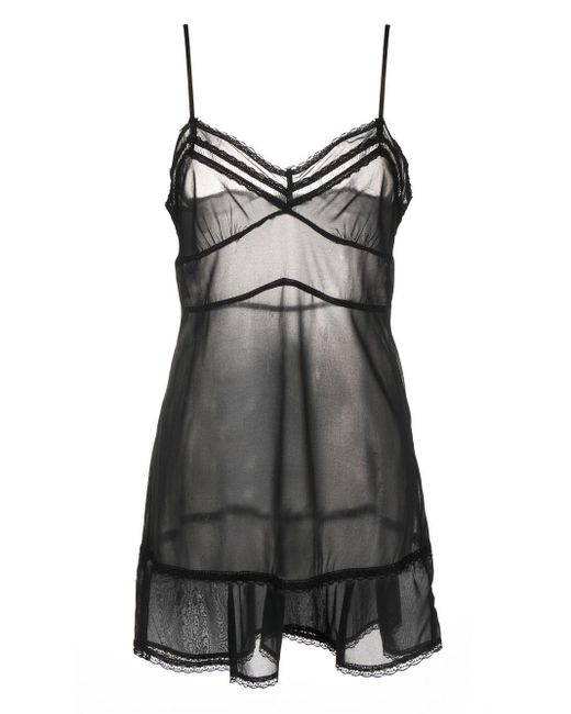 Kiki De Montparnasse Lace Trimmed Nightdress In Black Lyst