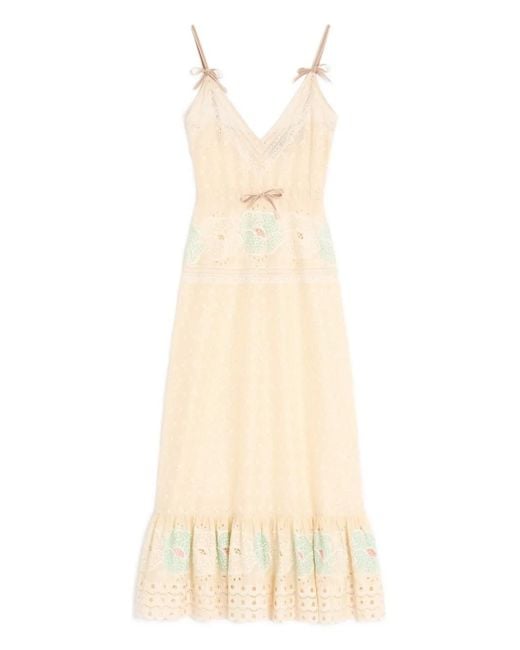 Valentino Garavani Sangallo Midi Dress in Natural | Lyst UK