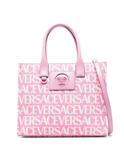 Versace Allover Small Tote Bag in Pink | Lyst Australia