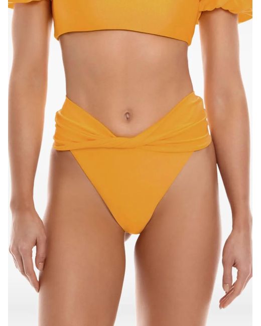 Agua Bendita Ruched Arabella Lily Bikini Bottoms in Yellow | Lyst UK