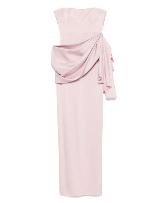 Alex Perry Strapless Satin Maxi Dress in Pink | Lyst