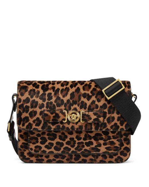 Versace Leopard-Print Messenger Bag in Brown for Men | Lyst