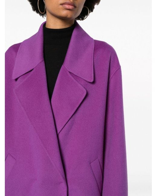 Arma Double-breasted Wool Maxi Coat in Purple | Lyst