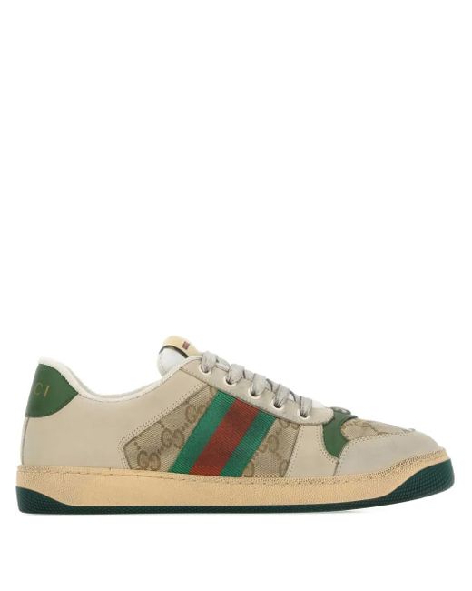 Gucci Screener Logo-Embellished Low-Top Sneakers in Green | Lyst UK