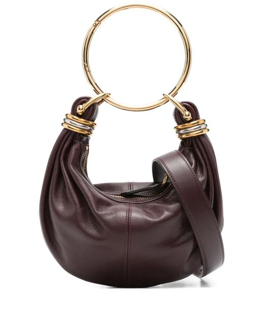 Chloé Circular-Handle Leather Tote Bag in Brown | Lyst