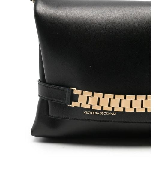 Victoria Beckham Chain-Detail Logo Shoulder Bag in Black | Lyst UK