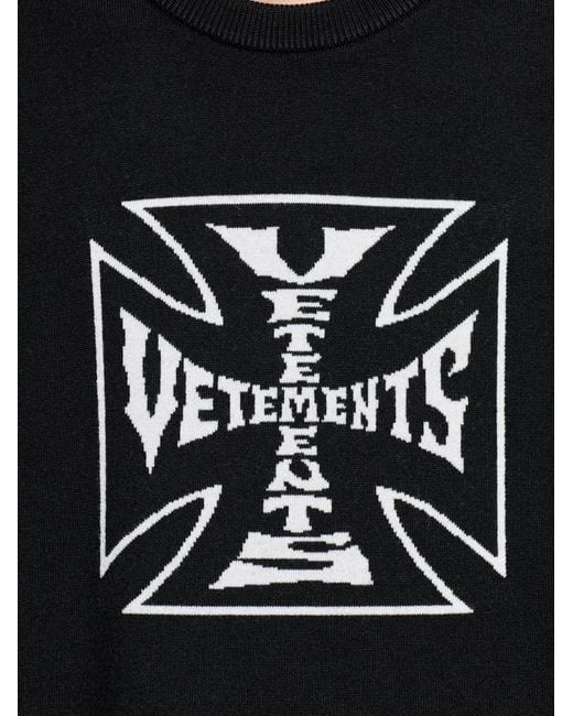 Vetements Graphic Wool Sweater in Black for Men | Lyst UK