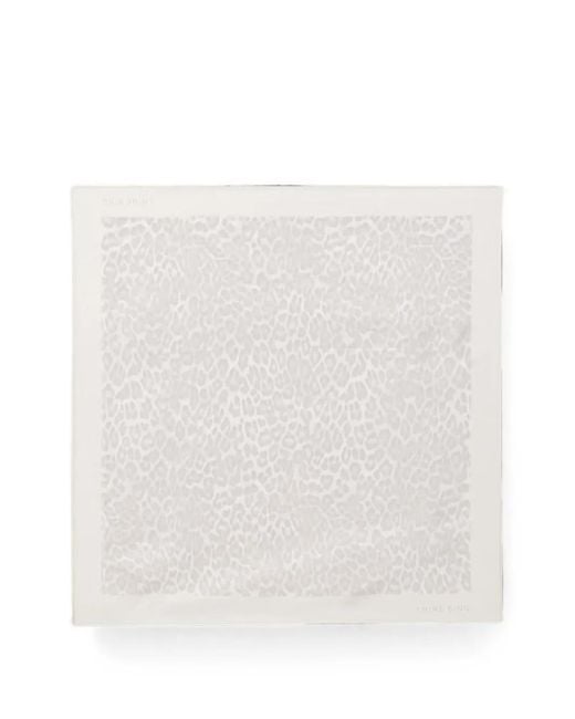 Anine Bing York Leopard-Print Scarf in White | Lyst UK