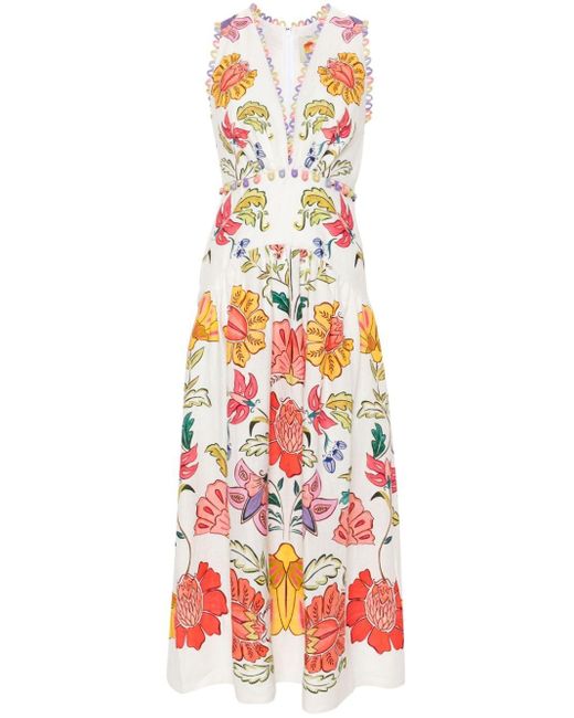 FARM Rio Floral Insects Midi Dress in White | Lyst