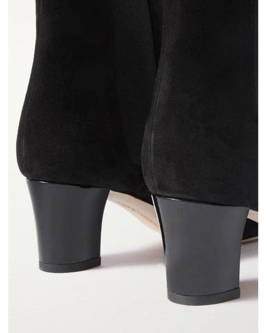 Manolo Blahnik 50Mm Suede Ankle Boots in Black | Lyst